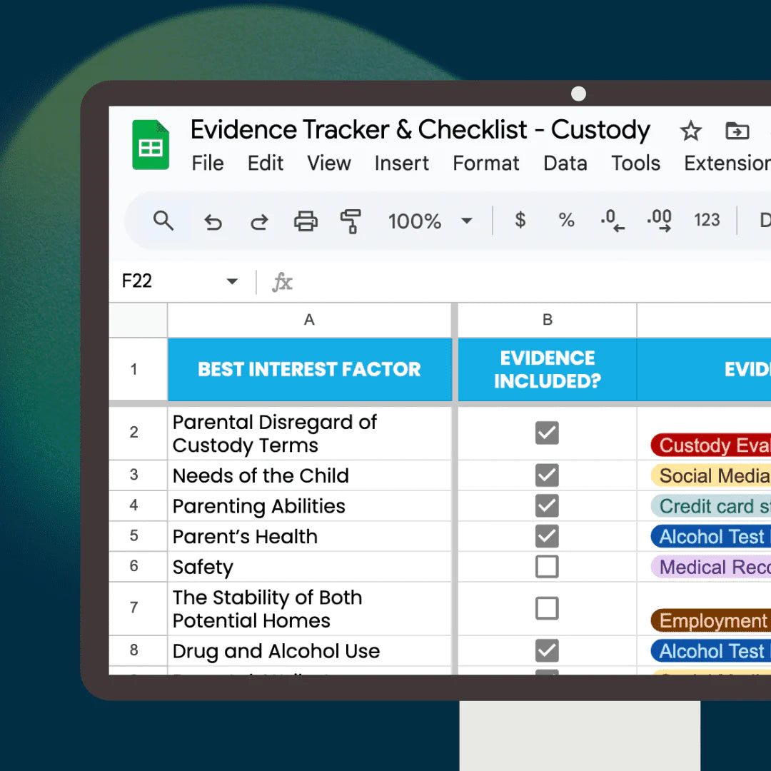 Free Custody Evidence Checklist & Tracker: Build Your Strongest Case ...